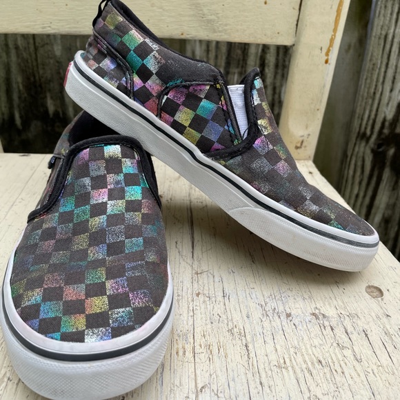 Vans | Shoes | Vans Us Missy 4 Multicolor Checkered Slip On Canvas ...
